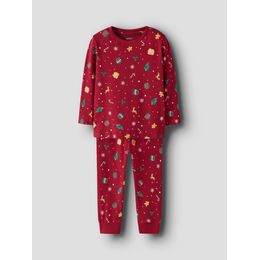 name it Kinder Schlafanzug "NMNVISMAS LS NIGHTSET", Gr. 116jester rot aop:xmas aop rot, Jersey, Obermaterial: 95% Baumwolle, 5% Elasthan, bedruckt,