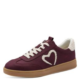 Damen Plateausneaker, MARCO TOZZI by GMK, Gr. 42, rot, Lederimitat, Textil, unifarben mit Farbeinsatz, Schuhe, Freizeitschuh, Halbschuh, Schn&uuml;rschuh