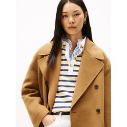 Tommy Hilfiger Damen Kurzmantel "DF WOOL BLEND REG PEACOAT", gr&uuml;n, Gr. 44, unifarben, Web, Obermaterial: 60% Wolle, 40% Polyester, M&auml;ntel, mit Wolle