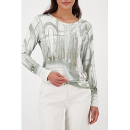 monari Damen Langarmshirt "Shirt Gallery allover"sage gem, Gr. 34, gemustert, Web, Obermaterial: 45% Modal, 45% Viskose, 10% Elasthan, Shirts