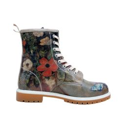 DOGO Damen Schn&uuml;rboots "Long Boots Schn&uuml;rstiefel Still Life Butterflies Damen", Gr. 40, braun, Lederimitat, Schuhe, Handgefertigt