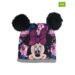 Disney Minnie Mouse 3tlg. Winteraccessoires-Set "Minnie Mouse" in Lila/ Grau/ Schwarz - 44% | Gr&ouml;&szlig;e 52 cm | Kindermuetzen