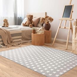 Bilderwelten Teppich Wei&szlig;e Sterne auf grauem Hintergrund