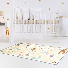 Bilderwelten Spielteppich Waldtiere - Freunde auf dem Waldweg - Webteppich Gewebeteppich waschbar - Stra&szlig;enteppich Kinderteppich Kinderzimmer Baby