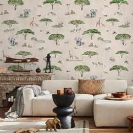 Bilderwelten Fototapete Tiere der Savanne Muster Beige