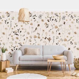 Bilderwelten Fototapete Landhaus Wildblumen in Beige