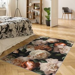 Bilderwelten Teppich Rote Rosen mit Wei&szlig;en Rosen - Webteppich Gewebeteppich waschbar - Schlafzimmer Wohnzimmer Esszimmer K&uuml;che