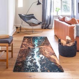 Bilderwelten Teppich Br&uuml;cke &uuml;ber Wasserfall in Island