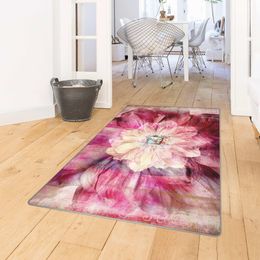 Bilderwelten Teppich Grunge Flower - Webteppich Gewebeteppich waschbar - Schlafzimmer Wohnzimmer Esszimmer Küche