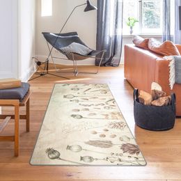 Bilderwelten Teppich Zart getrocknete Herbstblumen - Webteppich Gewebeteppich waschbar - Schlafzimmer Wohnzimmer Esszimmer K&uuml;che