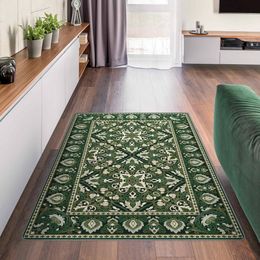 Bilderwelten Teppich Orientalisches Persermuster Waldgr&uuml;n - Webteppich Gewebeteppich waschbar - Schlafzimmer Wohnzimmer Esszimmer K&uuml;che