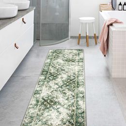Bilderwelten Teppich Orientalisches Persermuster Waldgr&uuml;n Vintage - Webteppich Gewebeteppich waschbar - Schlafzimmer Wohnzimmer Esszimmer K&uuml;che