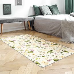 Bilderwelten Teppich Wildblumen und Wei&szlig;e Rosen Aquarell Muster