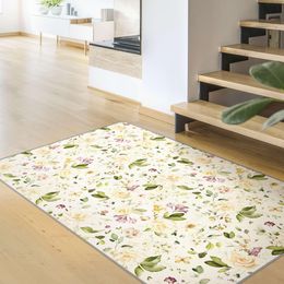 Bilderwelten Teppich Wildblumen und Wei&szlig;e Rosen Aquarell Muster