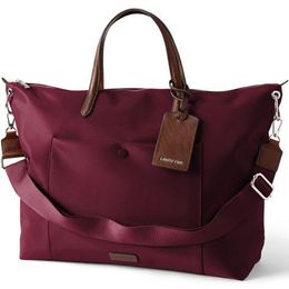 LANDS' END Wasserabweisende, verstaubare Reise-Shoppertasche, Damen,  Rot, Nylon/Leder, by Lands' End