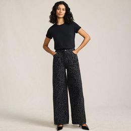 LANDS' END Gemusterte Jeans mit weitem Bein High Waist, Damen,  Schwarz, by Lands' End