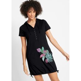 bonprix Shirtkleid aus reiner Baumwolle, schwarz, 100% Baumwolle