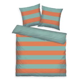 Bettw&auml;sche Tom Tailor HOME "BOLD STRIPES in Gr. 135x200cm, 155x220cm oder 200x220cm", gr&uuml;n (warm coral, fresh sage), B/L: 200cm x 220cm, 1 Stk., 2 Stk., Renforc&eacute;, B/L: 80cm x 80cm & 80cm x 80cm, 3 Stk., Renforc&eacute;, Obermaterial: 100% Baumwolle, Bettw&auml;sche, Bettw&auml;sche, new bedroom, mit farbigem Markenrei&szlig;verschluss