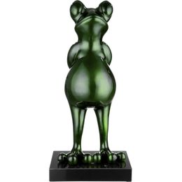 Tierfigur CASABLANCA BY GILDE "Skulptur Frog", grün, B:32cm H:68cm T:30cm, Kunstharz, Dekofiguren, auf Marmorbase