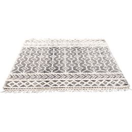 Teppich Tom Tailor HOME "Colored Macrame", grau, B:190cm H:10mm L:290cm, Schurwolle, Teppiche, Fransenteppich, Handweb Teppich, reine Wolle, handgewebt, mit Fransen, Scandi Design