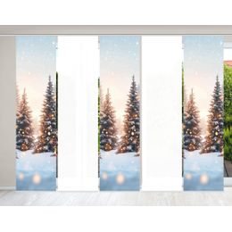 Schiebegardine Home Wohnideen "SCHNEETANNEN", beige (natur), B:60cm H:245cm, Polyester, Gardinen, SET, Schiebewand, Dekostoff, Digitaldruck
