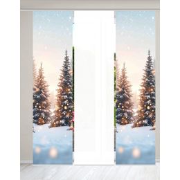 Schiebegardine Home Wohnideen "SCHNEETANNEN", beige (natur), B:60cm H:245cm, Polyester, Gardinen, SET, Schiebewand, Dekostoff, Digitaldruck