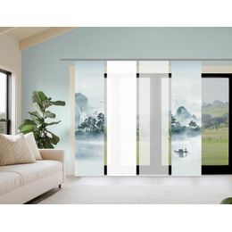 Schiebegardine Home Wohnideen "VITNAM", gr&uuml;n, B:60cm H:245cm, Polyester, Gardinen, Schiebewand Seidenoptik, SET, Digitaldruck