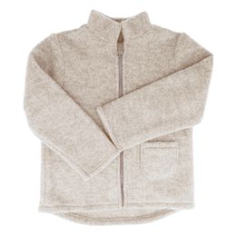 Fleecejacke MaxiMo, Jungen, Gr. 98/104, beige (d&uuml;ne), Fleece, Obermaterial: 100% Wolle. Futter: 95% Baumwolle, 5% Elasthan, unifarben, h&uuml;ftbedeckend, Jacken Fleecejacke, aus Wolle, w&auml;rmend, atmungsaktiv, hoher Kragen, gef&uuml;ttert