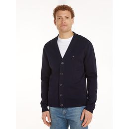 Strickjacke Tommy Hilfiger "ESSENTIAL COTTON CARDIGAN", Herren, Gr. 3XL, blau (desert sky), Strick, Obermaterial: 100% Baumwolle, V-Ausschnitt, Strickjacken