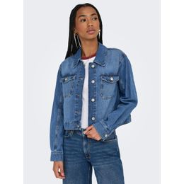 Jeansjacke Only "ONLLUMI LS JACKET DNM PIM NOOS", Damen, Gr. M, blau (medium blau denim), Web, Obermaterial: 100% Baumwolle, unifarben, Jacken Jeansjacke