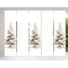 Schiebegardine Home Wohnideen "CHRISTMAS TREE", beige (natur), B:60cm H:245cm, Polyester, Gardinen, SET, Schiebewand, Dekostoff, Digitaldruck