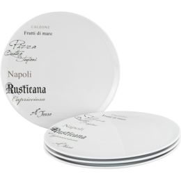 Pizzateller Creatable "Europa Gustoso, Pizzateller 33 cm 4-tlg", wei&szlig;, &Oslash;:33cm, Porzellan, Speiseteller, Vielseitig einsetzbar, Dezente Dekoranlage