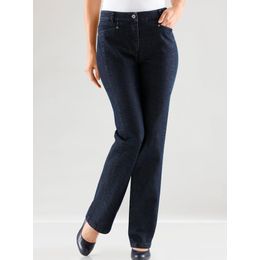 Gerade Jeans COSMA, Damen, Gr. 19, Kurzgrößen, blau (blau, stone, washed), 76% Baumwolle, 22% Polyester, 2% Elasthan, unifarben, lang, Jeans