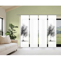 Schiebegardine Home Wohnideen "TREE", grau, B:60cm H:245cm, Polyester, Gardinen, Schiebewand Seidenoptik, SET, Digitaldruck