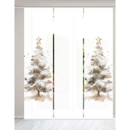Schiebegardine Home Wohnideen "CHRISTMAS TREE", beige (natur), B:60cm H:245cm, Polyester, Gardinen, SET, Schiebewand, Dekostoff, Digitaldruck