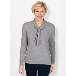 Strickpullover CLASSIC "Pullover", Damen, Gr. 50, grau (steingrau, meliert), 50% Modal, 30% Polyamid, 20% Polyester, unifarben, Pullover Strickpullover