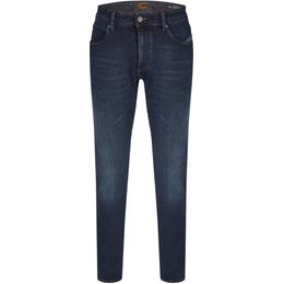 5-Pocket-Jeans Camel Active "MADISON", Herren, Gr. 34, Länge 36, blau (dunkelblau, used), Denim/Jeans, Obermaterial: 92% Baumwolle, 6% Elastomultiester, 2% Elasthan, leichte Abriebeffekte, schmal lang, Jeans, leichter Used-Look