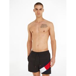 Badeshorts "SF MEDIUM DRAWSTRING", Herren, Gr. L (52), N-Gr, schwarz, Microfaser, Polyamid, Tommy Hilfiger Swimwear, unifarben, Badehosen, mit Tommy Hilfiger Markenlabel