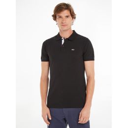 Poloshirt Tommy Jeans "TJM SLIM PLACKET POLO", Herren, Gr. M, schwarz, Obermaterial: 100% Baumwolle, Shirts