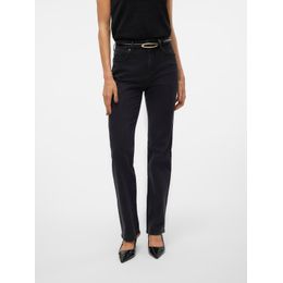 V&eacute;ro Moda Gerade Jeans VERO MODA "VMTESSA HR STRAIGHT JEANS LI134 GA NOOS", Damen, Gr. 26, L&auml;nge 30, schwarz (schwarz denim), Denim/Jeans, Obermaterial: 99% Baumwolle, 1% Elasthan, unifarben, Jeans