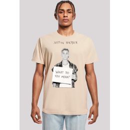 T-Shirt F4NT4STIC "Justin Bieber What Do You Mean", Herren, Gr. L, beige (sand), Obermaterial: 100% Baumwolle, regular fit, Rundhals, ohne Bündchen, Shirts, Premium Qualität