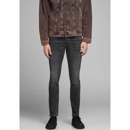Jack & Jones Slim-fit-Jeans JACK & JONES "JJIGLENN Slim-Fit mit Stretch und praktischer 5-Pocket-Form", Herren, Gr. 33, Länge 34, grau (grau denim), Denim/Jeans, Obermaterial: 70% Baumwolle, 28% Polyester, 2% Elasthan, Abriebeffekte, slim fit knöchellang, Jeans, mit Abriebeffekten