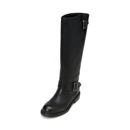 Marc O'Polo MARC O'POLO Damen Stiefel "mit zwei dekorativen Riemen", Gr. 38schwarz, Obermaterial: 100% Leder (Rind), unifarben, Schuhe
