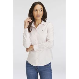 Langarmbluse Gant "New Slim Stretch Oxford Blouse", Damen, Gr. 44, rosa (light pink), Obermaterial: 97% Baumwolle, 3% Elasthan, unifarben, slim fit h&uuml;ftlang, hoch geschlossener Ausschnitt, Manschette mit Kn&ouml;pfen, Blusen, f&uuml;r bequemen Sitz u. Bewegungsfreiheit, New Slim Stretch, b&uuml;gelfrei