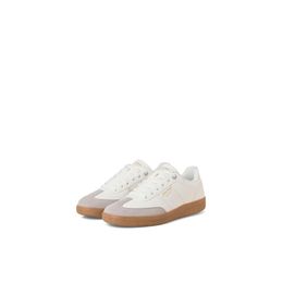Jack & Jones Sneaker JACK & JONES "JFWREECHER", Herren, Gr. 41, wei&szlig;, beige, Lederimitat, Schuhe Sneaker, mit Logoapplikationen