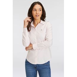 Langarmbluse Gant "New Slim Stretch Oxford Blouse", Damen, Gr. 40, rosa (light pink), Obermaterial: 97% Baumwolle, 3% Elasthan, unifarben, slim fit h&uuml;ftlang, hoch geschlossener Ausschnitt, Manschette mit Kn&ouml;pfen, Blusen, f&uuml;r bequemen Sitz u. Bewegungsfreiheit, New Slim Stretch, b&uuml;gelfrei