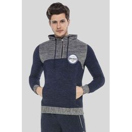 Cipo & Baxx Kapuzensweatshirt CIPO & BAXX "Sweatshirts", Herren, Gr. L, dunkelblau, grau, 95% Polyester;5% Elasthan, regular fit normal, Raglanärmel, Sweatshirts, mit Zipper und Konstrast-Look