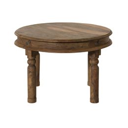 Couchtisch Sheesham rund &Oslash; 70 cm grau ge&ouml;lt LEEDS #04
