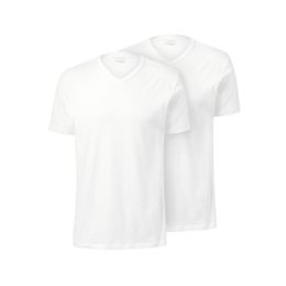 Tchibo - 2 T-Shirts mit V-Ausschnitt - Herren - Gr. L - weiß