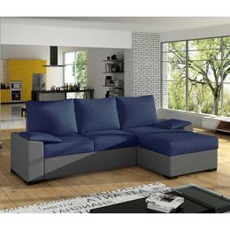 Pharao24.de Sofa Couch mit Armlehnen in Grau und Blau